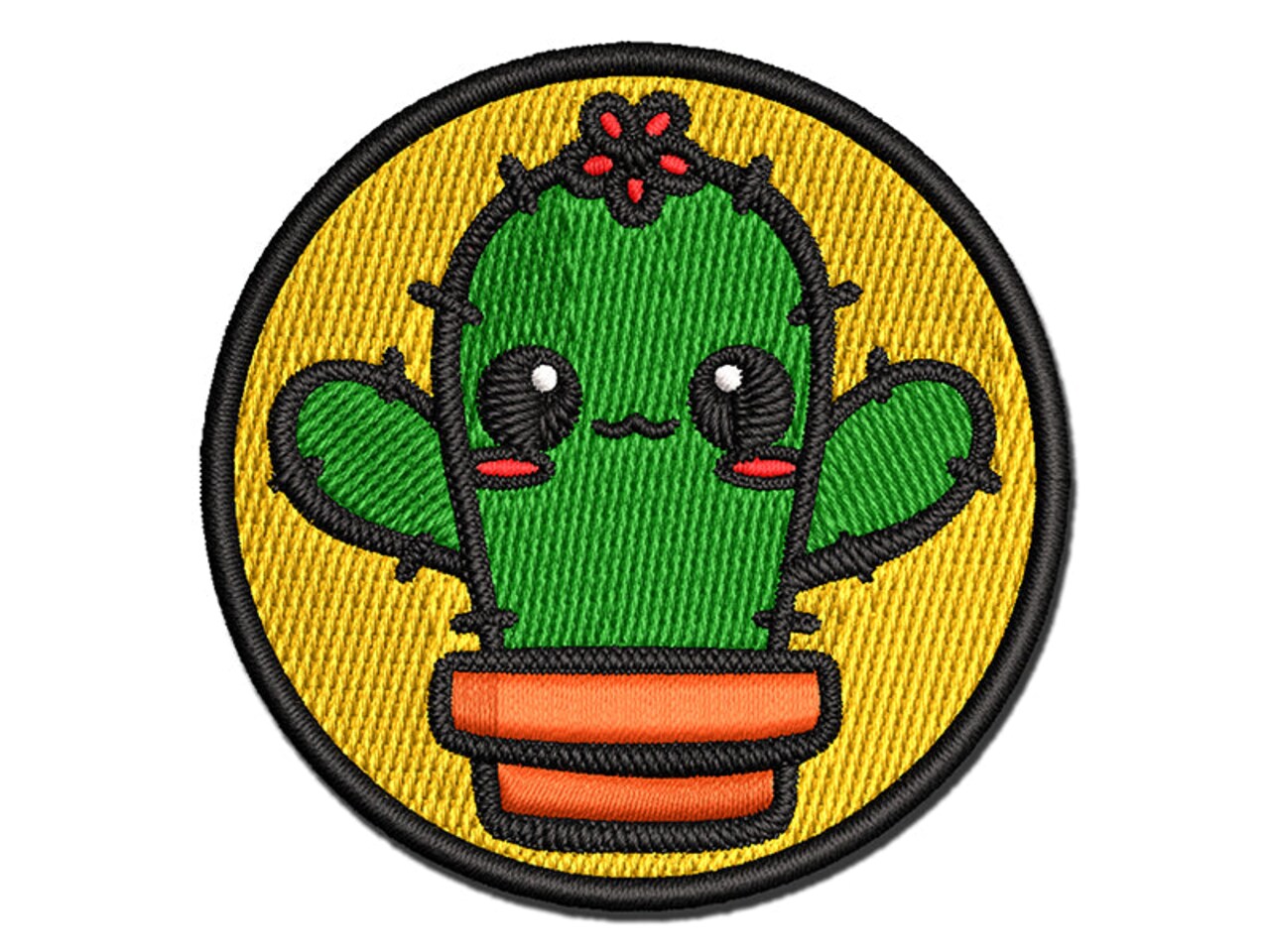 Adorable Kawaii Chibi Cactus In Pot Succulent Multi Color Embroidered